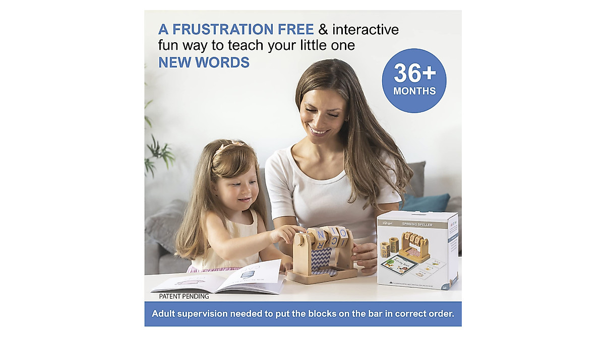 Real Wood Spin and Read Phonics Blocks for Kids Learning Success