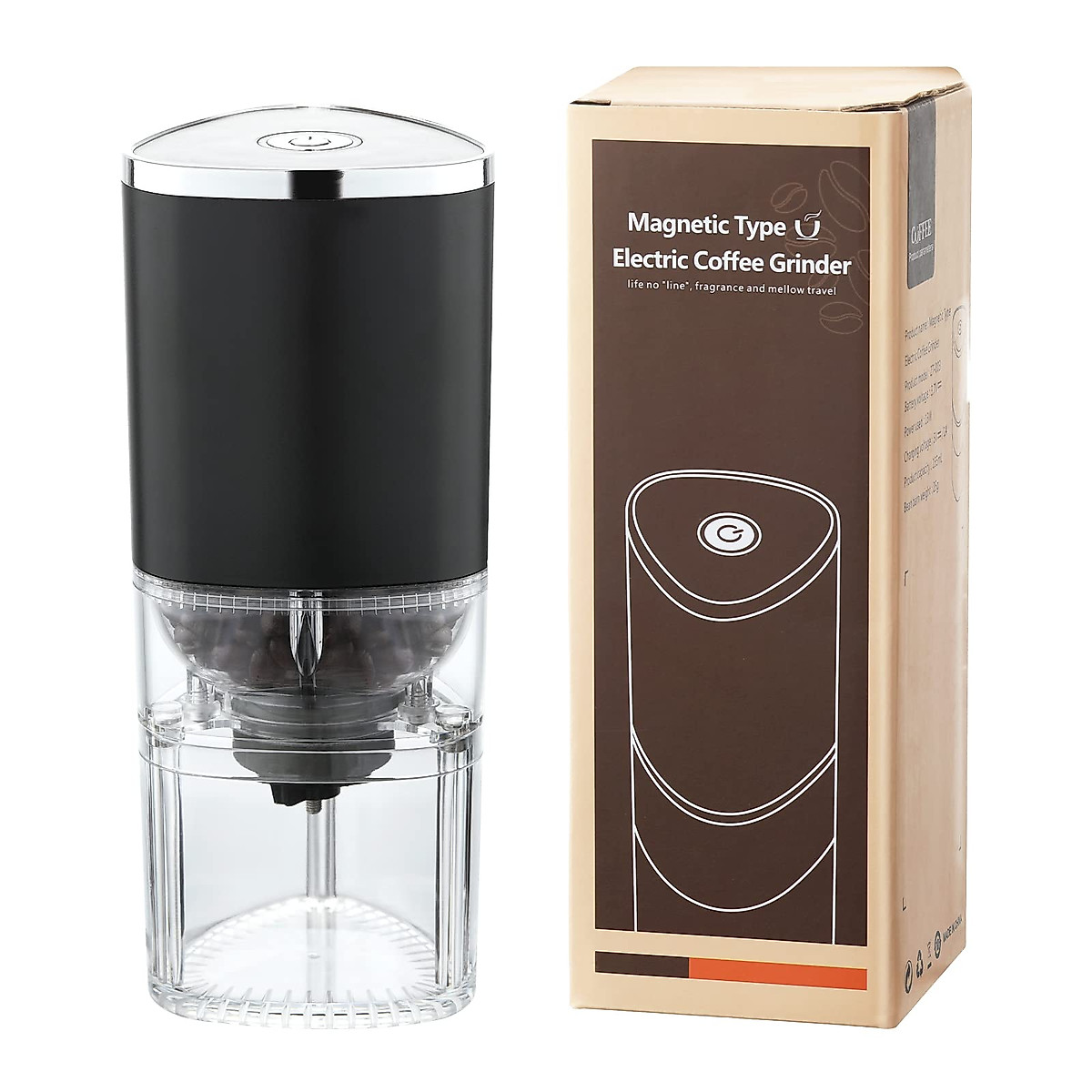 KMYC Coffee Grinder Electric Rechargeable, Bean Grinders for Espresso Coffee Maker and Spice Salt Pepper, Coarse Fine Adjustable Grinding Setting, Small Size Portable and Cordless