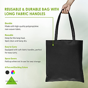 Reusable Shopping Bags - 50 Pack Reusable Black Fabric Thank You Totes with Handles for Shopping, Retail Stores, Small Business, Merchandise, Children's Gifts, Events, Kids Parties - 15x16