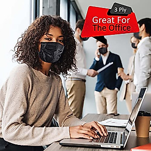 2000 Black Disposable Face Masks Bulk (40 Packs, 50pcs/Pack), Non Woven Thick 3-Layers Breathable Facial Masks with Adjustable Ear loop, Mouth and Nose Cover