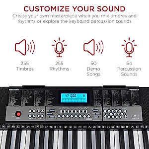 Best Choice Products 54-Key Electronic Keyboard Piano Portable Beginner Electric Keyboard Complete Set w/LCD Screen, Power Adapter, Teaching Modes, Music Sheet Stand, Built in Speakers