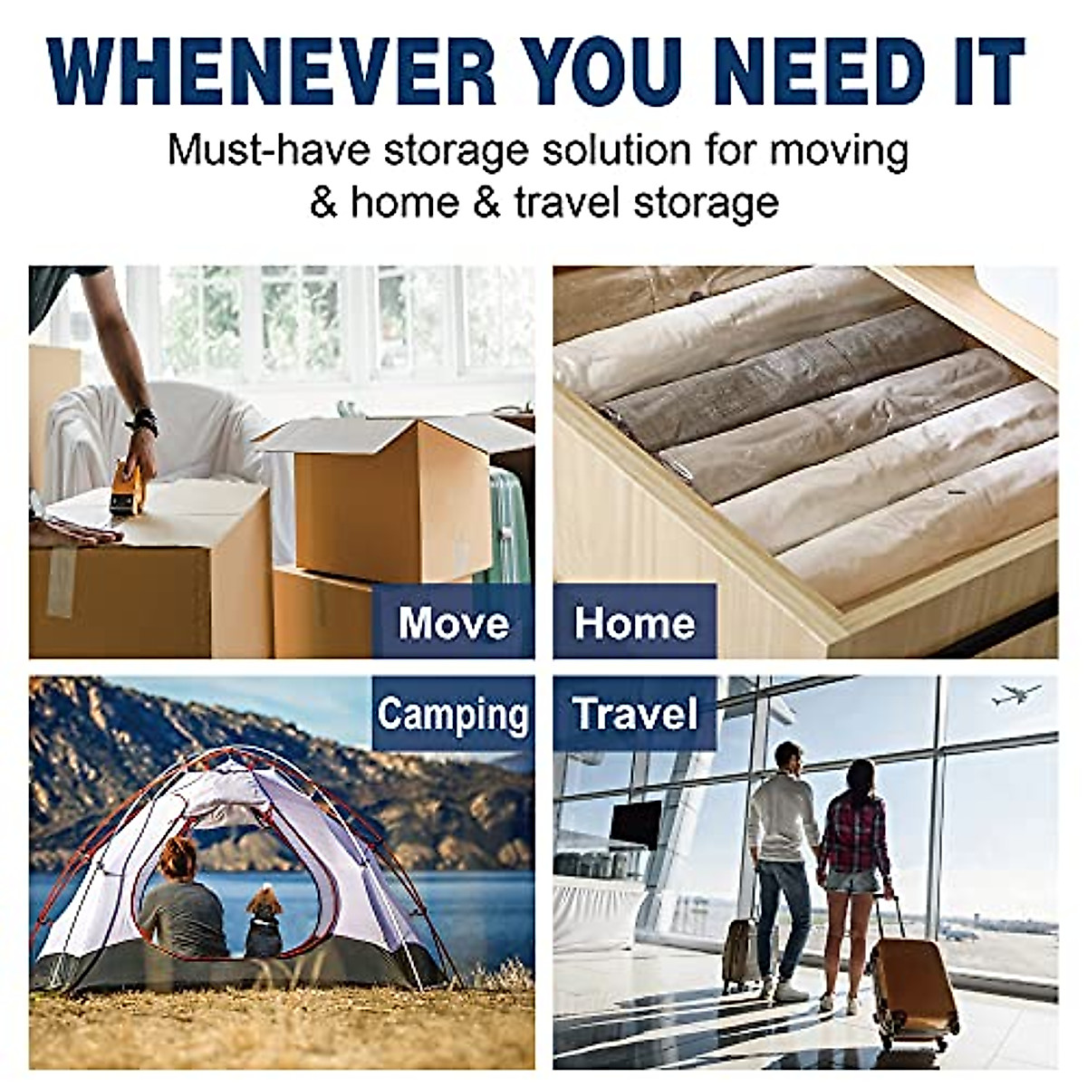 15 Compression Bags for Travel, Roll Up Space Saver Bags for Travel, Saves 80% of Storage Space, Travel Compression Bags for Packing & Clothes, No Pump or Vacuum Needed