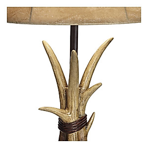 John Timberland Boone Rustic Western Table Lamps 27.5" Tall Set of 2 with USB Charging Port Natural Antler Bell Shade Decor for Living Room Bedroom House Bedside Nightstand Home Office