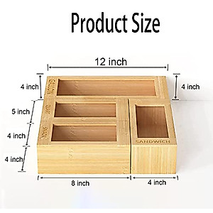 ANLIZY Ziplock Bag Storage Organizer - Plastic Bag Organizer for Kitchen Drawer, Bamboo Baggie Organizer for Gallon, Quart, Sandwich, Snack, Compatible with Ziploc, Glad, Solimo, 365 by WFM, Hefty