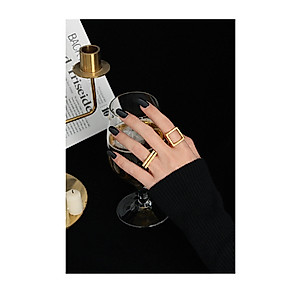 925 Sterling Silver Open Ring, Geometric Double Bar Women'S Jewelry Gold