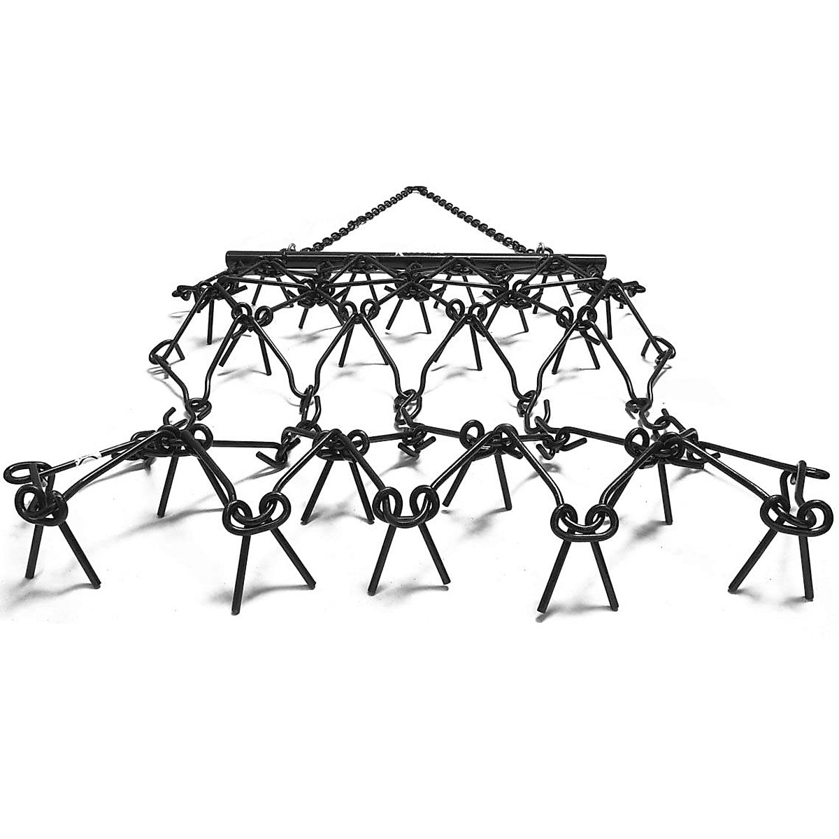 Titan Attachments Heavy Duty Drag Harrow 4 FT x 4 FT Leveling Grading Steel Mesh, 3/8in Tines, Tow Behind Agricultural-Style Drag