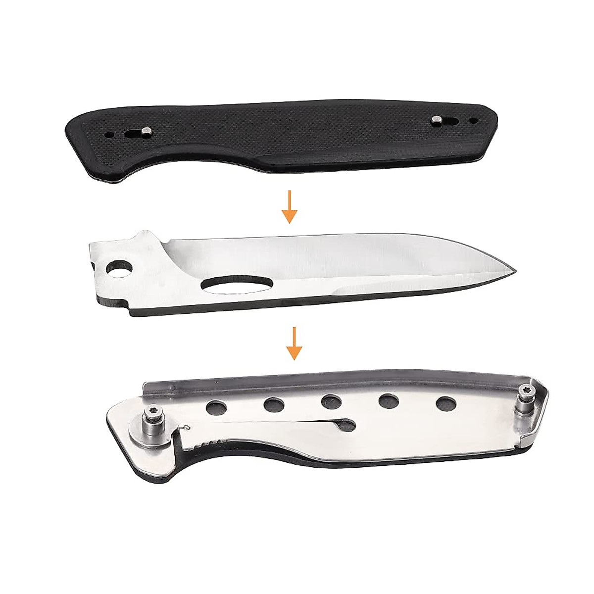 Roxon Phantasy Folding Knife Survival Pocket Tool EDC Camping with Replaceable Knife Blade (Stainless Steel Handle)