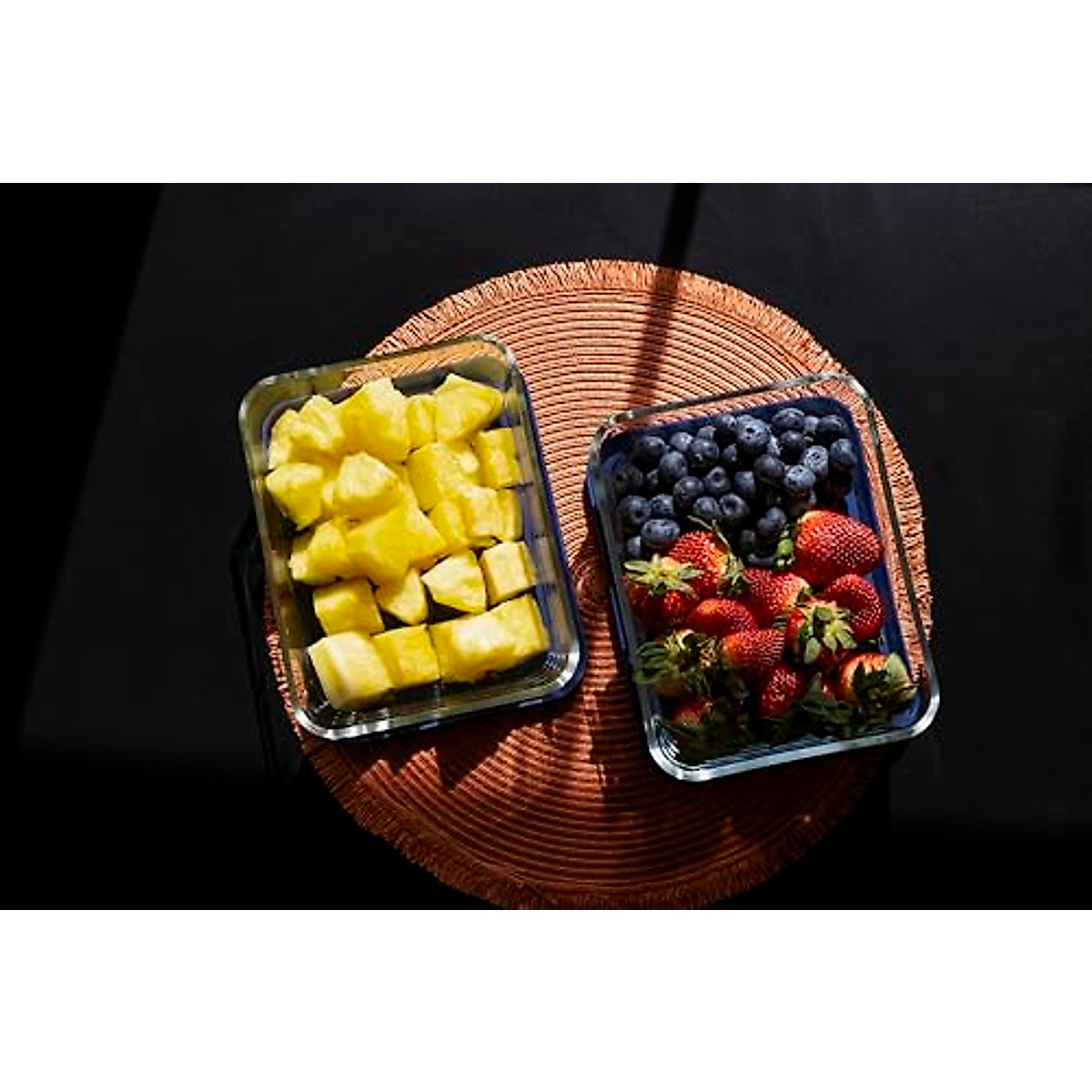 DURA LIVING 4-Piece Glass Food Storage Container (2 Containers + 2 Lids) | 11-Cup Rectangular, Leakproof | Microwave, Freezer, Oven & Dishwasher Safe | Ideal for Meal Prep & Pantry Organization