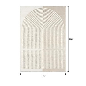 Abani Nuevo Collection Area Rug - Modern Arch Beige/Cream Pattern - 6'x9' - Easy to Clean - Durable for Kids & Pets - Non-Shedding - Medium Pile - Soft Feel - for Living Room, Bedroom & Office