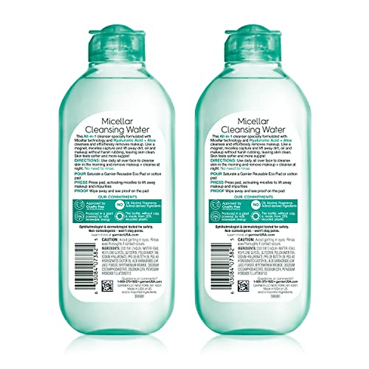 Garnier SkinActive Micellar Water with Hyaluronic Acid & Aloe, Facial Cleanser & Makeup Remover, 13.5 fl. oz, 2 count (Packaging May Vary)