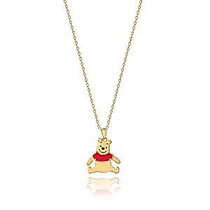 Disney Winnie the Pooh Necklace - Yellow Gold Flash Plated Sterling Silver Necklace - 18-inch Chain Necklace with Winnie the Pooh Pendant