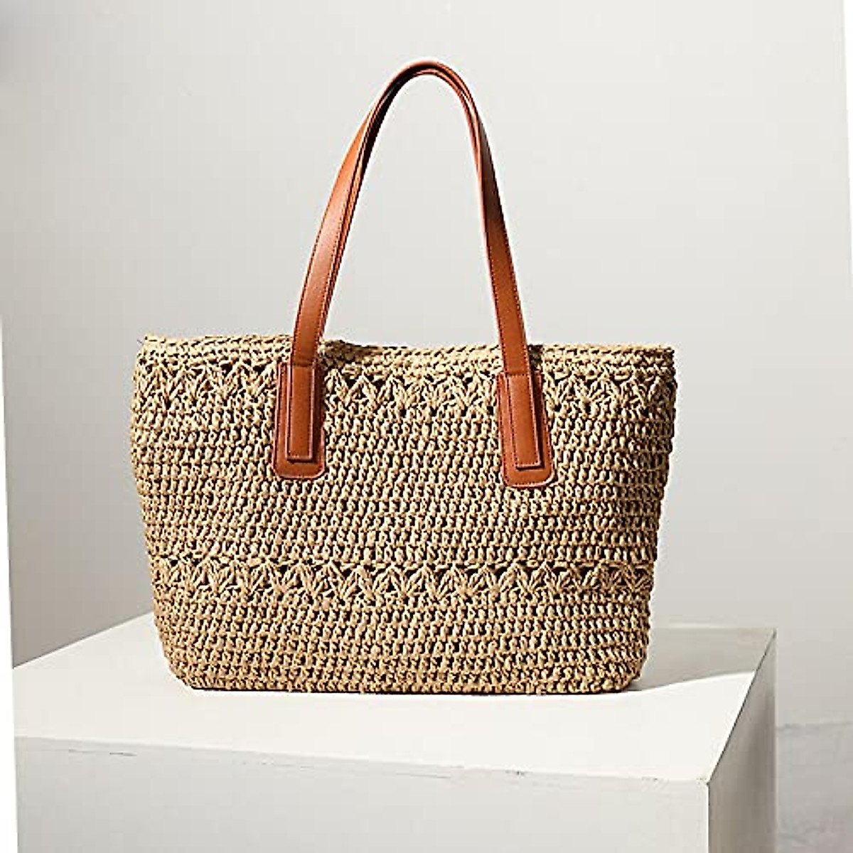 ZLKJMY Straw Cross-bodyBag Shoulder Bag,Woven Bag Female Straw Woven Bag one-Shoulder Portable Large-Capacity Rattan Bag Holiday Beach Bag (Color : 2)