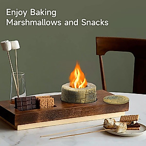 Tabletop Fire Pit- Unique Shaped Rock Tabletop Fireplace with Lid and Pat Alcohol Portable Table Top Fire Pit, Mini Personal Somkeless Fireplace Indoor/Outdoor Long Time Burning