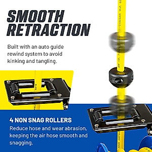 Goodyear Air Hose Reel Retractable 3/8" Inch x 50' Foot SBR Rubber Hose Max 300PSI Heavy Duty Industrial Steel Single Arm Construction