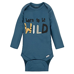 Onesies BrandUnisex Baby6-Pack Long Sleeve BodysuitsTiger Blue6-9 Months