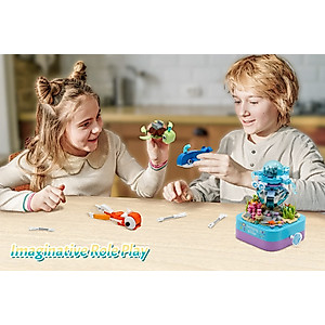 PREBOX Music Box Building Toys for Girls and Boys 8 9 10 11 12+ Year Old - Ideal Gifts for Kids Age 8-12 8-14, STEM Project and Activities, Best Birthday Gifts, Rotate with Music, Ocean