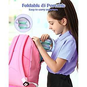 Kids Bluetooth Headphones, Colorful Wireless Over Ear Headset with LED Lights, Built-in Mic, 45H Playtime, 85dB/94dB Volume Limited Headphones for Boys Girls iPad Tablet School Airplane Green Purple