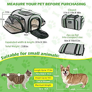 Minthouz Cat Carrier, Four-side Expandable Pet Carrier Airline Approved Dog Carrier with Safty Leash and Shoulder Strap, Collapsible Puppy Carrier with Self-lock Zipper,Removable Fleece Pad and Pocket