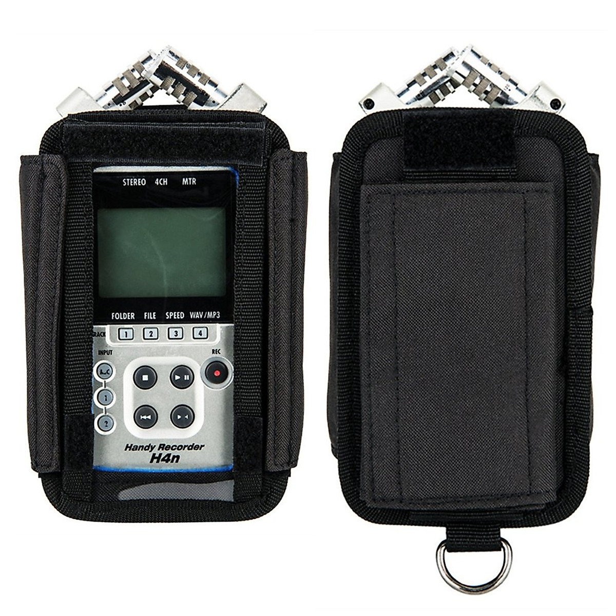 JJC H4n Protective Carrying Storage Pouch Case Bag for Zoom H4n Pro All Black & Tascam DR-40 Handy Portable Recorder replaces Zoom PCH-4n Case, with Clear Visible Front Face Cover Protector