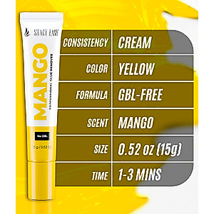 Cream Remover for Eyelash Extension Glue - Mango - Stacy Lash (0.52oz / 15g) / GBL Free/Fast Lash Adhesive Dissolution time - 60 sec/Mild Formula/Not Liquid/Professional Supplies