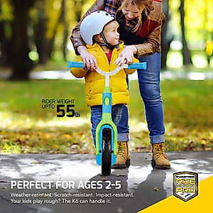 Swagtron K6 Toddler Scooter, Convertible 4-in-1 Ride-On Balance Trike & Training Bike for 3-5 Year Olds — ASTM F963 Certified (Blue)