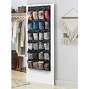 SLEEPING LAMB 24 Large Mesh Pockets Over The Door Shoe Rack Breathable Hanging Shoe Organizer for Closet, Door Shoe Holder for Men Sneaker, Black