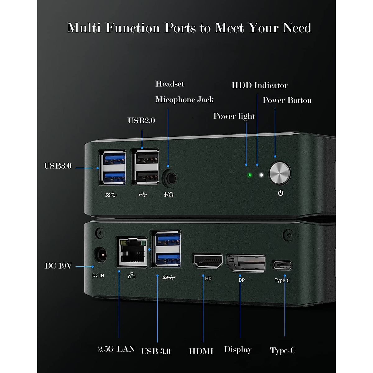 Mini PC, Intel i7-8565U(up to 4.6GHz) Mini Desktop Computer, 16GB DDR4 512GB NVMe SSD Mini Computers Windows 11 Pro, 4K Triple Display Output, Iris Xe Graphics, RJ45 LAN WiFi6 BT5.2, USB 6 Ports
