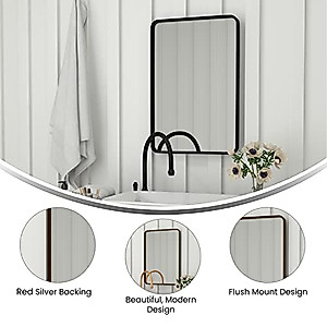 Flash Furniture Janinne Rectangle Wall Mirror - Brushed Bronze Accent Mirror - 20" x 30" Vanity Mirror - for Bathroom, Vanity, Entryway, Dining Room, & Living Room