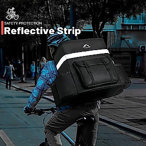 GoHimal Food Delivery Backpack, insulated delivery bags for Delivery Bike, Large Pizza Delivery Bag for HOT/COLD with 4 Pockets Reflective Strip for Uber Eat,Camping & Beach (Black)