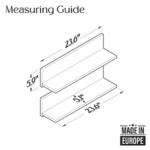 Floating Wall Shelves for Living Room - Set of 2, 23.6" Long, Modern Wooden Design with 3 Color Variations, European Quality, Ideal Wall Mounted Shelves for Home and Office (Light Walnut)