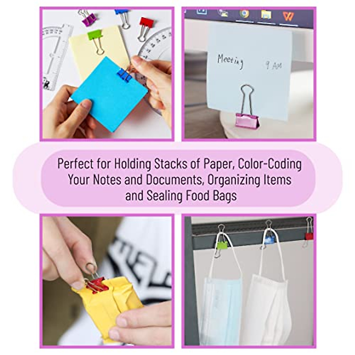 Mr. Pen- Colored Binder Clips, 0.75”, 100 Pack, Small Binder Clips, Mini Binder Clips, Small Binder Clips 3/4 inch, Clips Office Supplies, Binder Clips Small Size, Colorful Binder Clips