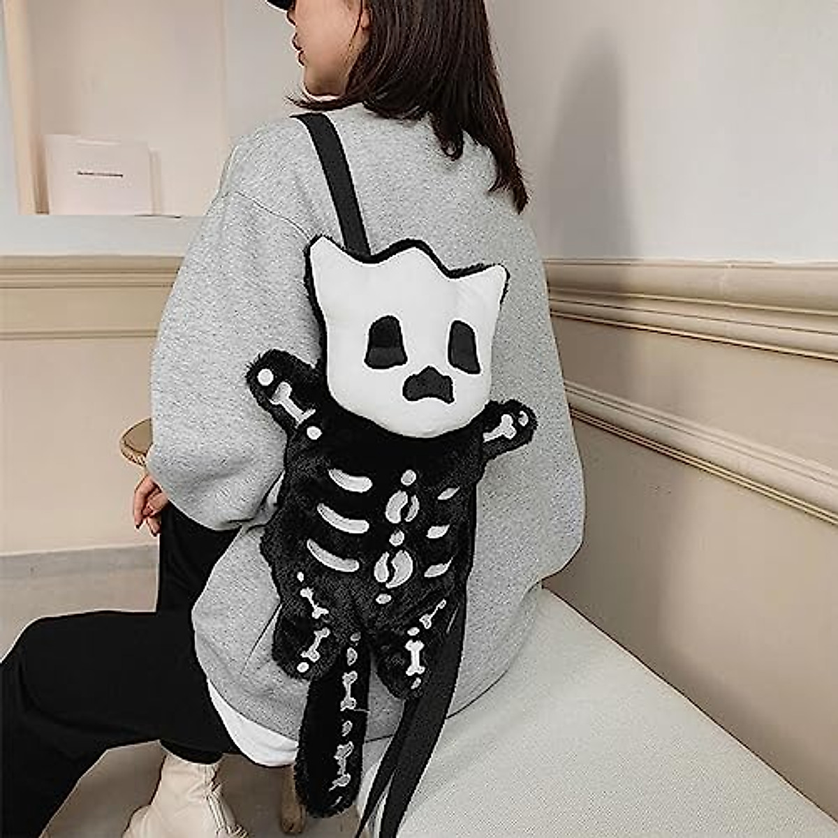 OTEEGX Y2k Backpack Skeleton Vintage Cute Skull Y2k Aesthetic Adults Backpack for Women Men Y2k Accessories Black2 (black2)