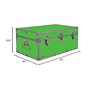C&N Footlockers - Full-Size Happy Camper Trunk - #1 Summer Camp Trunk - Made in the USA - Steel Footlocker with Lid Stay - 32 x 18 x 13.5 Inches (Lime Green)