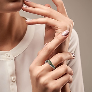 AeraVida Contempo Swirl Iron Marcasite Style Pyrite Embellished .925 Sterling Silver Ring (7)