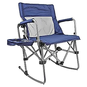 Zenithen Navy/Grey Outdoor Rocking Director Folding Chair with Side Table…
