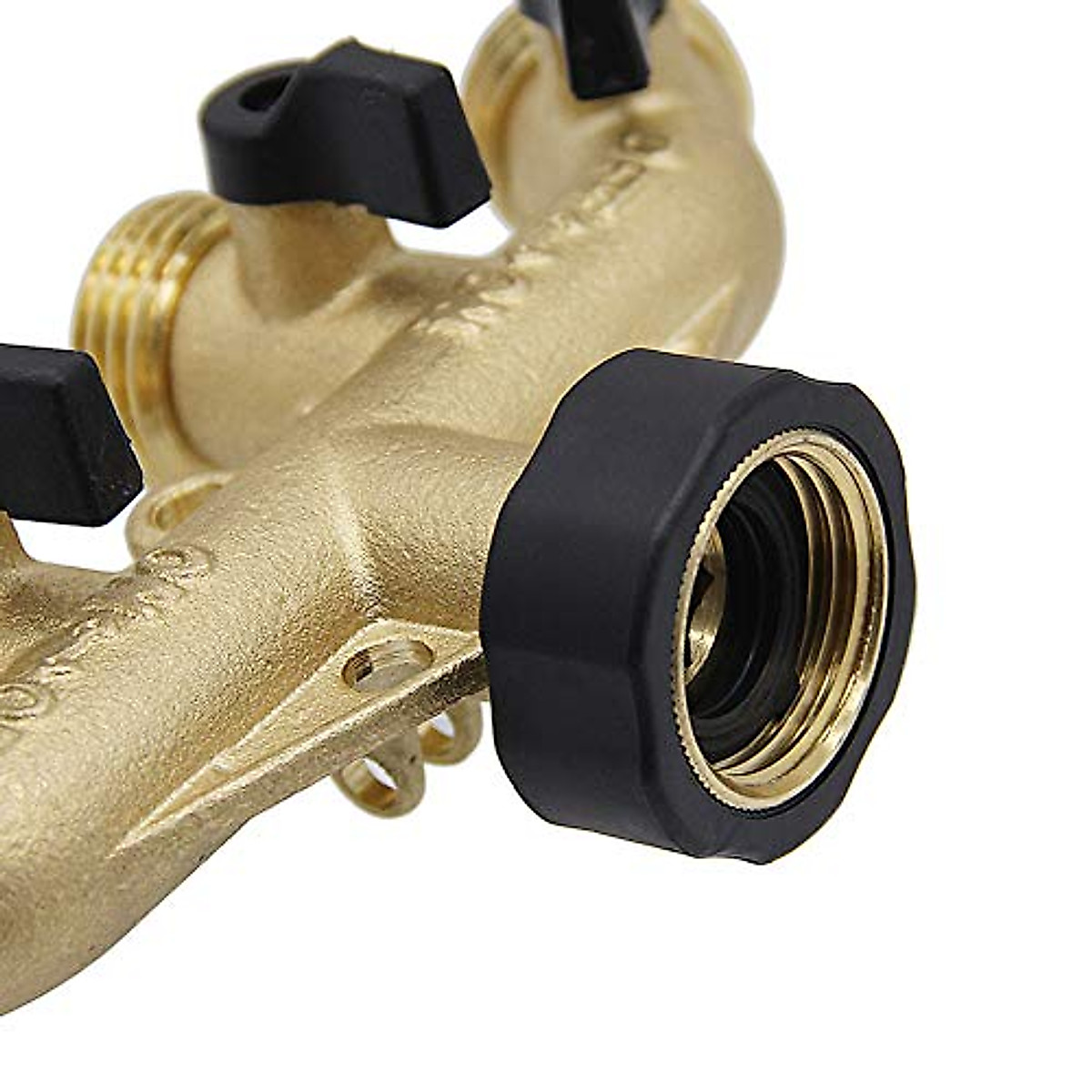 Twinkle Star 4 Way Heavy Duty Brass Garden Hose Splitter, Hose Connector 3/4", Hose Spigot Adapter with 4 Valves