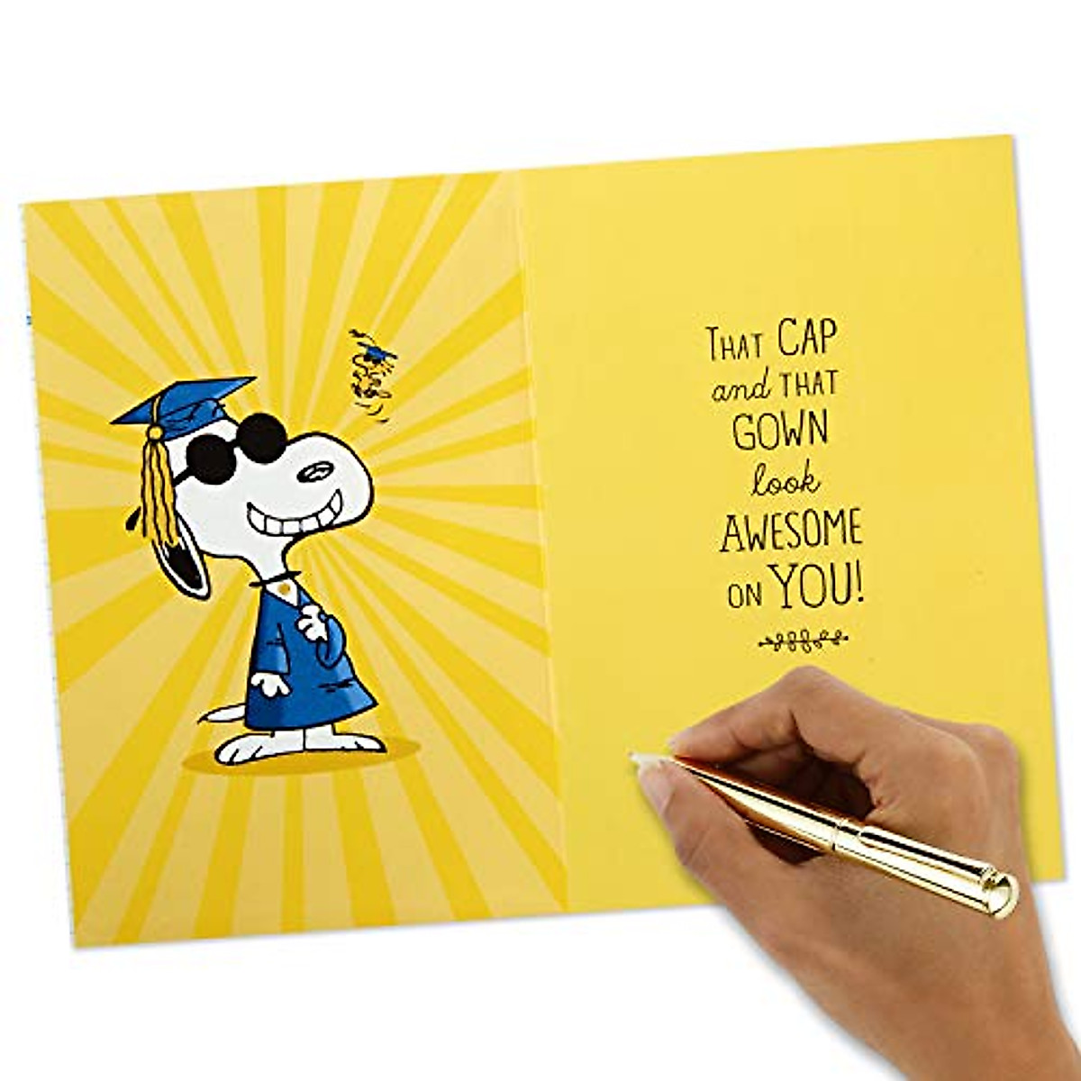 Hallmark Peanuts Graduation Card with Sound (Snoopy, Cap and Gown) for High School, Kindergarten, Middle School, College and College Graduates