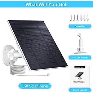 Solar Panel for Google Nest Cam Outdoor or Indoor,5W IP66 Waterproof Solar Panel for Google Nest Camerawith 9.84Ft Charging Cable & 360° Mount