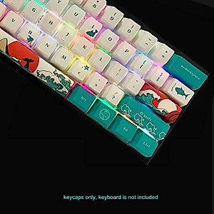 SDYZ Custom Keycaps-Keycaps 60 Percent, Suitable for GK61/GK64/RK61/Anne/GH60 /ALT61 Mechanical Keyboards, 71 Key Set, OEM Profile PBT Keycaps (Coral Sea Keycaps)