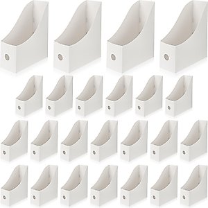 Harloon 24 Pcs Plastic Magazine File Holder Desk Storage Folder Organizer Cardboard Shelves Heavy Duty Document Box Vertical Book Bin File Rack for School Home Classroom Office (Black)