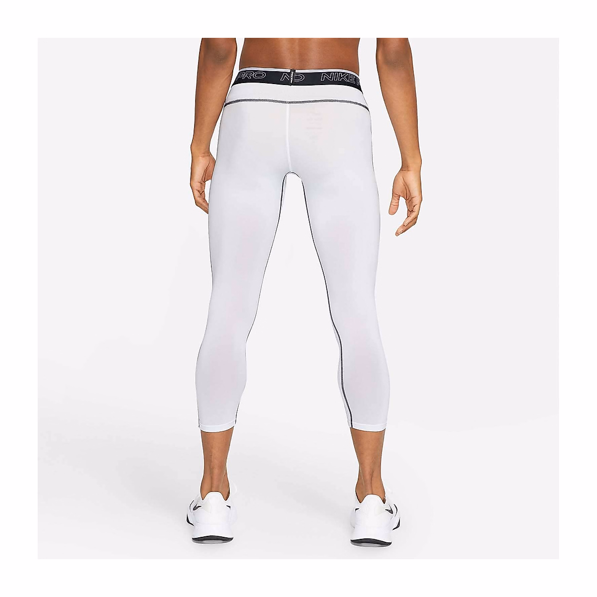 Nike Pro Dri-FIT Men's 3/4 Tights (Regular, White/Black, Medium)