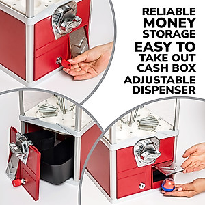 Vending Machine - Big Capsule Vending Machine with Stand - Prize Machine - Commercial Vending Machine for 2 Inch Round Capsules Gumballs Bouncy Balls - Red