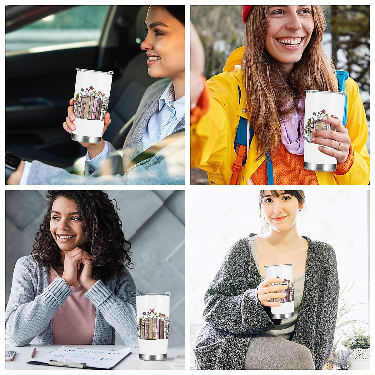 Book Lovers Gifts Stainless Steel Tumbler, Book Club Gifts Bookish Gifts Coffee Mug with Lid, 20 oz Thermal Cup Insulated Water Glasses, Book Accessories Librarian Gifts for Women Girls Bookworm Niece