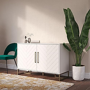 CosmoLiving by Cosmopolitan CosmoLiving Herringbone Unit, White Console