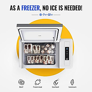 BougeRV 12 Volt Refrigerator 12V Car Fridge 23 Quart Portable Freezer Compressor Cooler 12/24V DC 110~240 Volt AC for Truck Van RV Camper SUV Boat Travel Camping Road Trips Tailgating -7℉~50℉