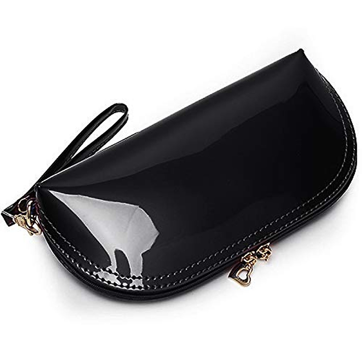 Women Ladies Wallet Zi Around Patent Leather Clutch Wristlet Elegance Coin Purse Card Holder