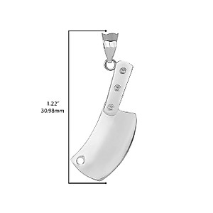 .925 Sterling Silver 1-1/4" x 3/8" Butcher’s Knife Meat Cleaver Pendant - Pendant Only