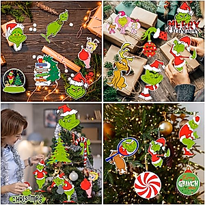 60Pcs Grinch Christmas Tree Decorations Grinch Tree Ornaments - Christmas Tree Hanging Ornament Decorations Grinch Whoville Christmas Ornaments Decorations for Christmas Tree Indoors Home Decor