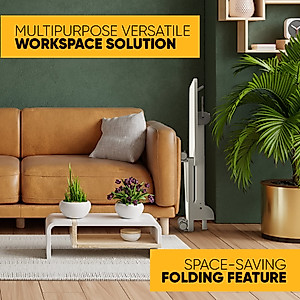 Folding Standing Desk Adjustable Height - Mobile Rolling Laptop Stand Pneumatic Height Adjustable - Foldable Computer Desk Workstation - Portable Mini Standing Desk for Small Office Space