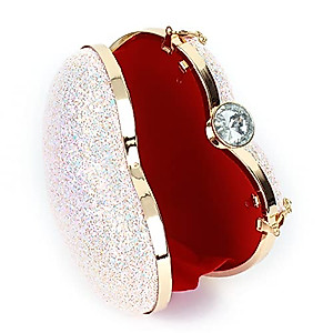 Goclothod Women Glitter Heart Shape Clutch Purse Leather Shoulder Bag Party Handbags